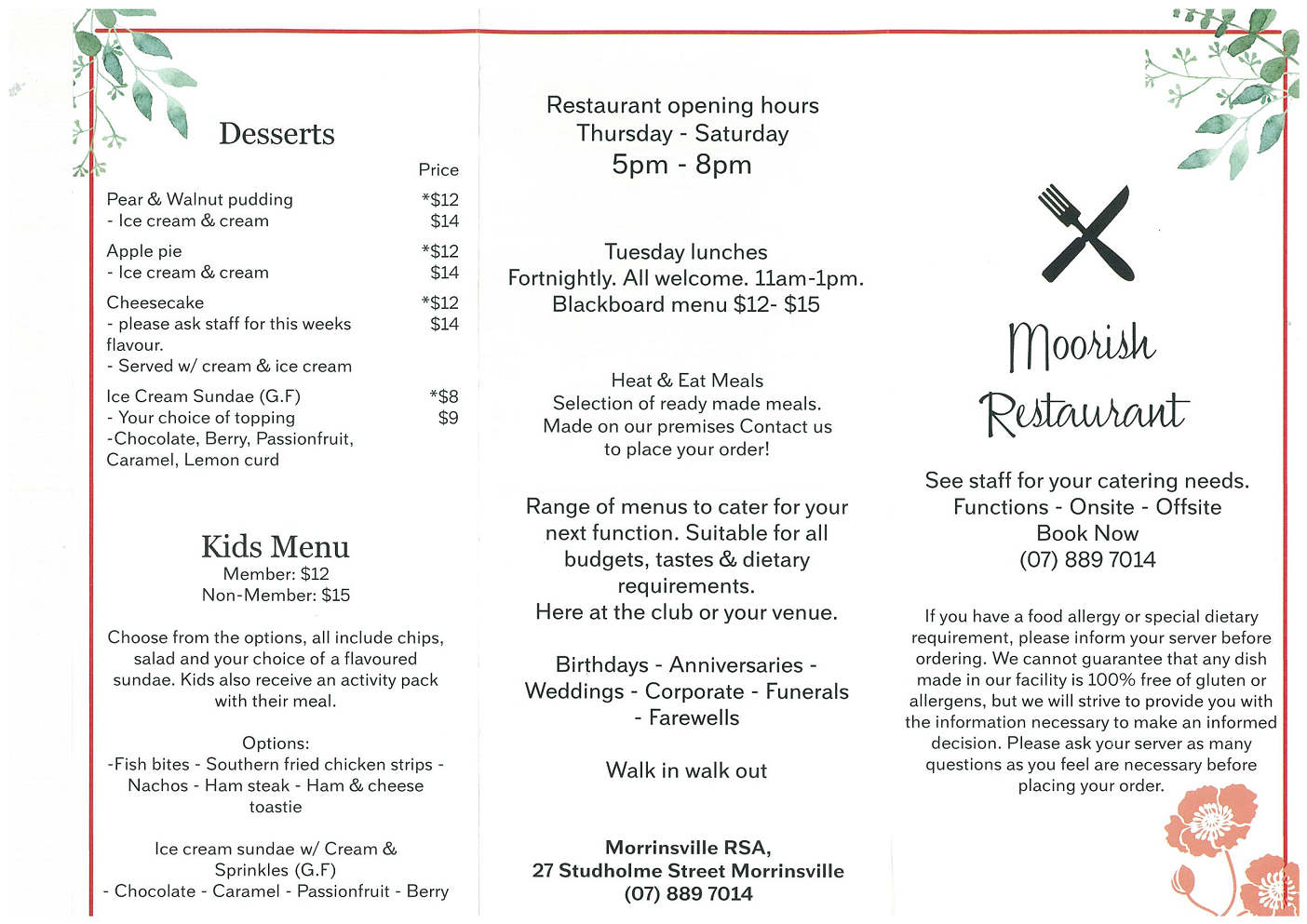 Family Restaurant, Lunch, Dinner Catering| Morrinsville RSA